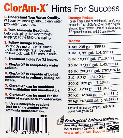 MICROBE-LIFT Dry Ammonia Remover with ClorAm-X for Fresh & Salt Water ...
